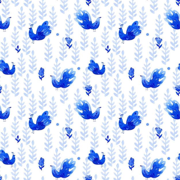 Whimsical Blue Birds Fluttering Amidst Leafy Vines | Jiffy Designs