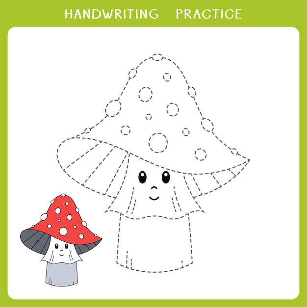 Whimsical Mushroom Friends in a Handwriting Practice Scene | Jiffy Designs