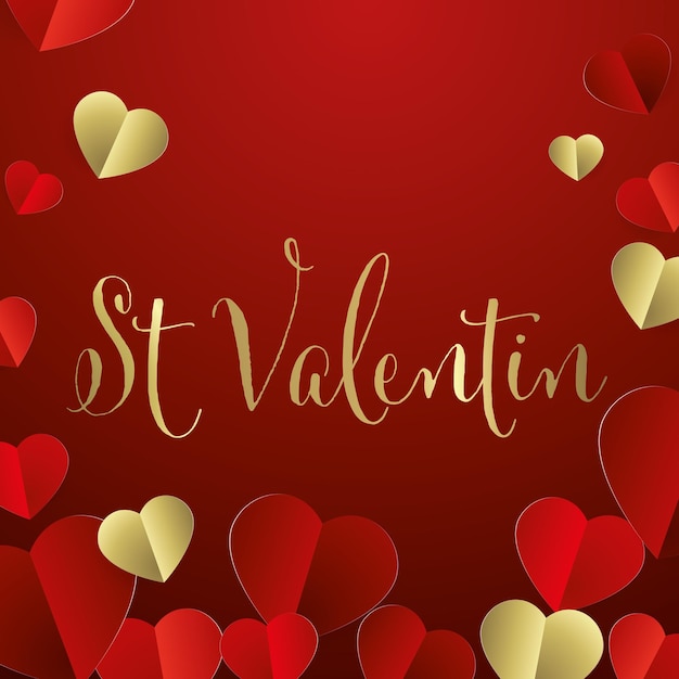 Romantic Valentine's Day Hearts and Gold Lettering | Jiffy Designs