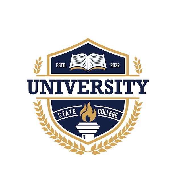 Prestigious University Crest with Torch and Open Book | Jiffy Designs