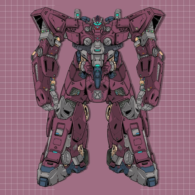 Colossal Mecha Warrior in Vibrant Shades of Pink and Green | Jiffy Designs