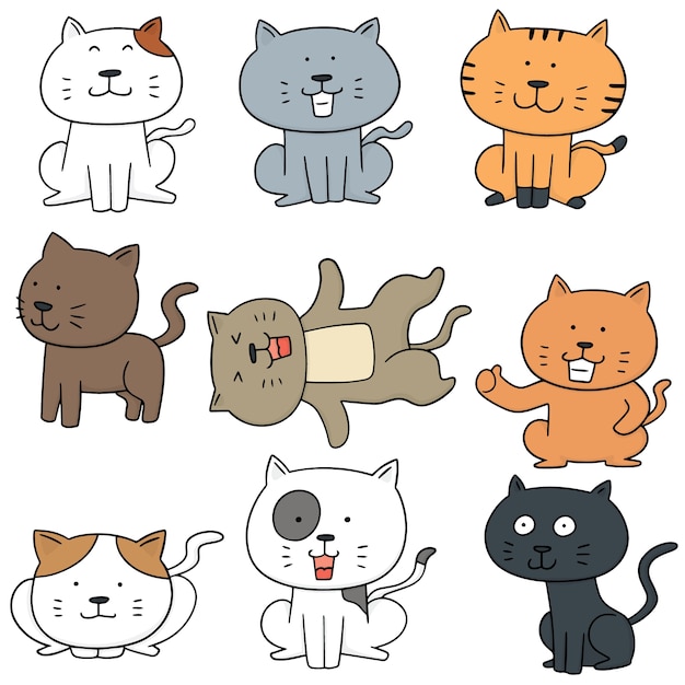 Adorable Cat Illustrations Collection with Diverse Expressions and ...