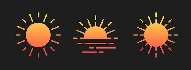 Vibrant Sunrise and Sunset Symbols in Minimalist Style | Jiffy Designs