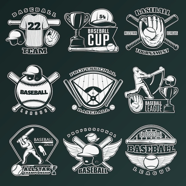 Vintage Baseball Emblem Collection on Chalkboard Background | Jiffy Designs