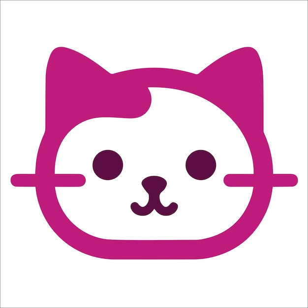 Cute and Whimsical Pink Cat Face Icon | Jiffy Designs