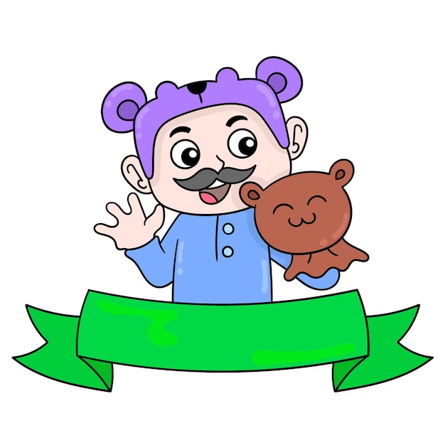 Cheerful Cartoon Character Embracing Adorable Teddy Bear | Jiffy Designs