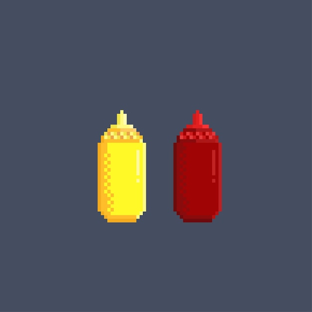 Vibrant Pixel Art Ketchup and Mustard Condiments | Jiffy Designs