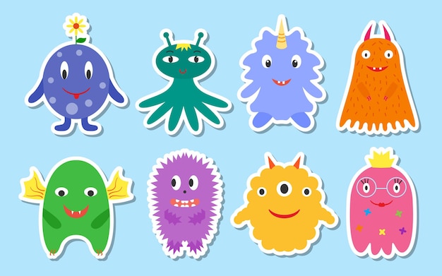 Colorful and Whimsical Cartoon Monsters Sticker Collection | Jiffy Designs