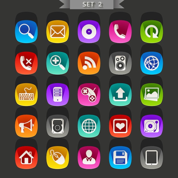 Diverse Collection of Vibrant Multimedia Icons for Digital Applications ...