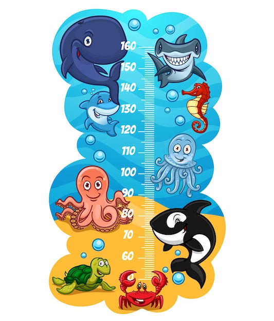 Vibrant Underwater Creatures Height Chart for Kids | Jiffy Designs