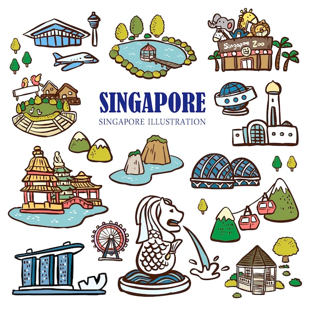 Vibrant Singaporean Landscape: Iconic Landmarks and Whimsical Scenes ...