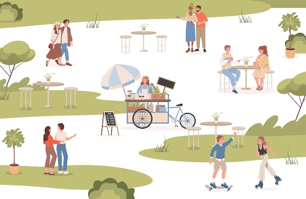 Vibrant Outdoor Cafe Scene with People Enjoying Refreshments | Jiffy ...