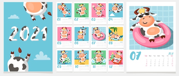 Charming Cow-Themed Calendar and Sticker Collection for 2021 | Jiffy ...