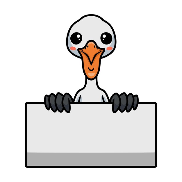 Adorable Cartoon Duck Holding Blank Sign | Jiffy Designs