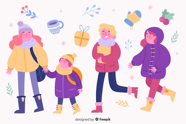 Cozy Winter Scenes with Cheerful People | Jiffy Designs