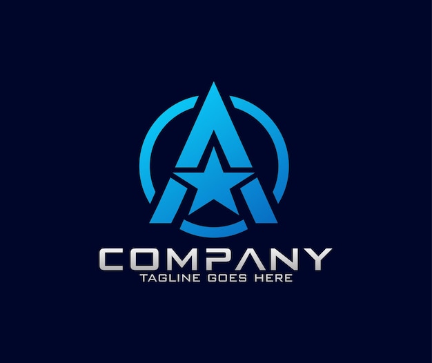 Sleek Blue Star Symbol with Company Tagline on Dark Background | Jiffy ...