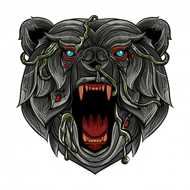 Ferocious Demonic Bear Illustration with Piercing Eyes | Jiffy Designs