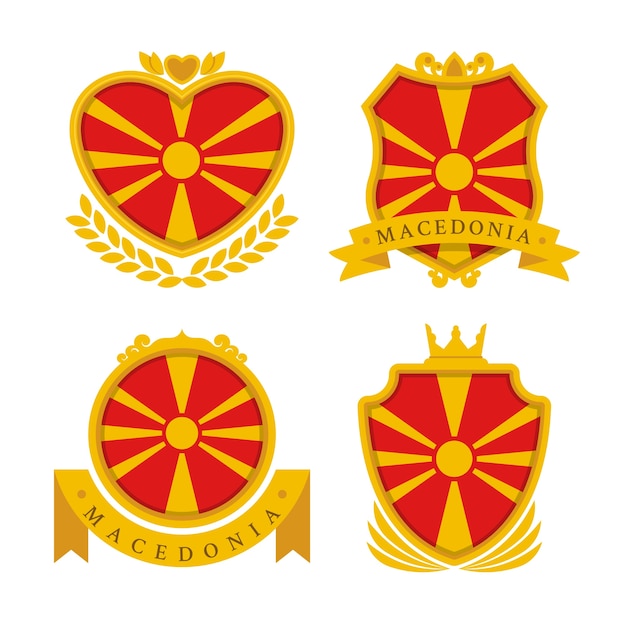 Vibrant Macedonian Emblems with Patriotic Symbols and Laurel Wreaths ...