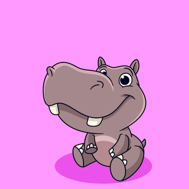 Adorable Smiling Hippo on Vibrant Pink Background | Jiffy Designs