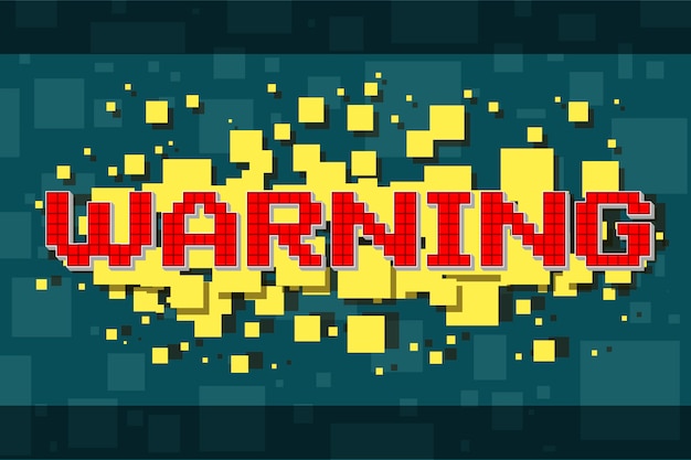 Vibrant Pixel Art Warning Sign with Scattered Squares | Jiffy Designs