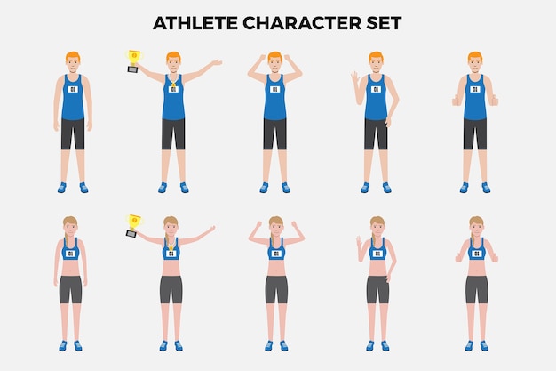 Diverse Athlete Character Set in Vibrant Blue and Gray Uniforms | Jiffy ...