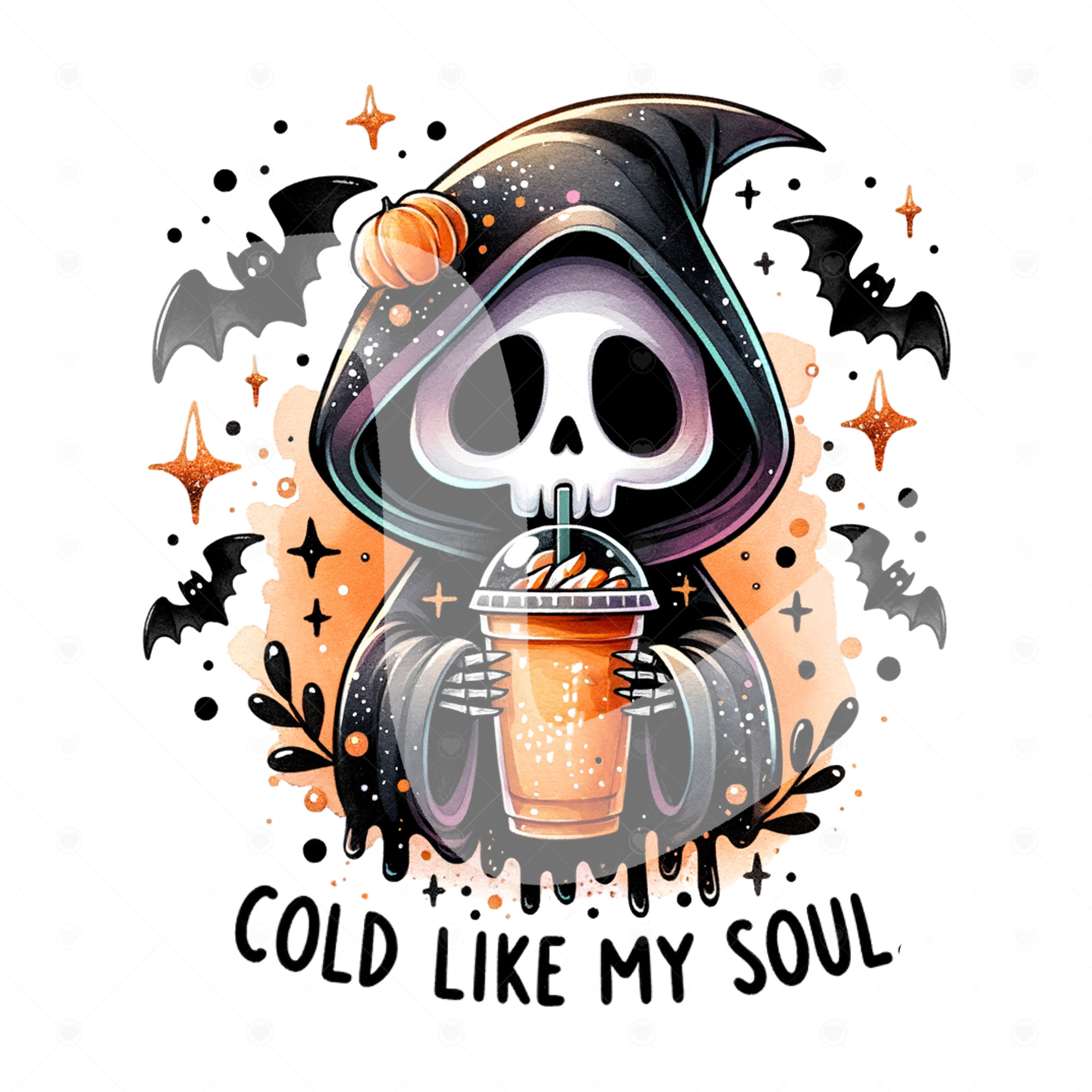 'Cold Like My Soul' Adorable Grim Reaper Enjoying a Frosty Halloween ...