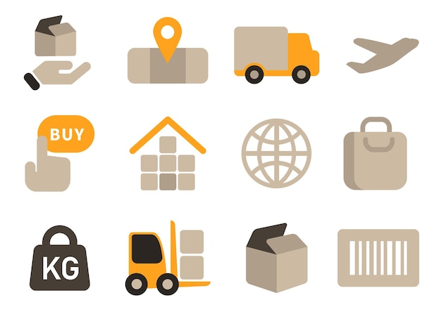 Diverse Logistics and Shipping Icons Depicting Cargo Transport | Jiffy ...