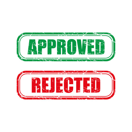 Approved And Rejected Stamps Sign Vector, Green And Red Grunge Stamps ...