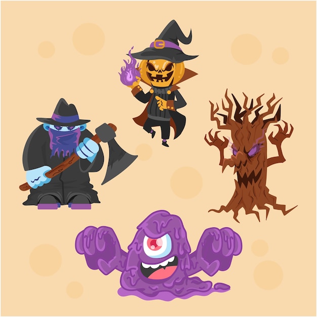 Spooky Halloween Creatures in Vibrant Cartoon Style | Jiffy Designs