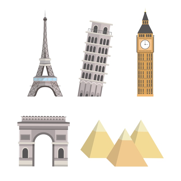 Iconic Landmarks of the World: Eiffel Tower, Leaning Tower, Big Ben ...