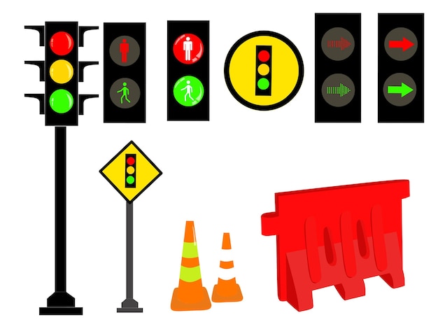Colorful Traffic Signals and Road Safety Symbols | Jiffy Designs