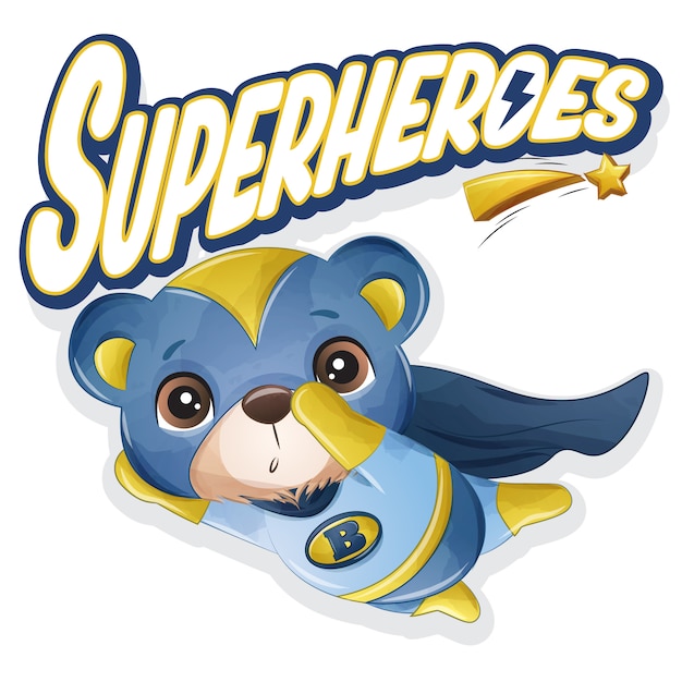 Adorable Superhero Bear in Vibrant Cartoon Style | Jiffy Designs