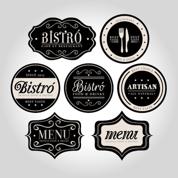 Vintage Bistro Signage Collection with Ornate Typography and Motifs ...