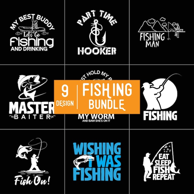 Fishing Enthusiast's Delight: Iconic Silhouettes and Punchy Slogans ...