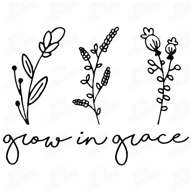 'Grow in Grace' Delicate Botanical Sketches with Handwritten Script ...