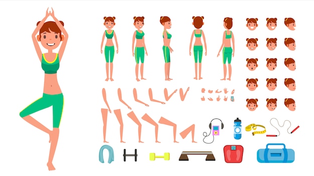 Vibrant Fitness Girl in Green Outfit with Workout Gear | Jiffy Designs