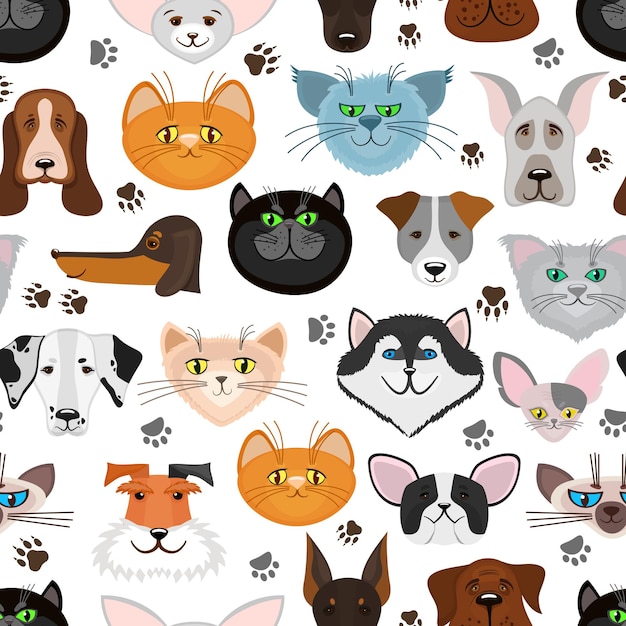 Whimsical Collection of Adorable Animal Faces and Paw Prints | Jiffy ...