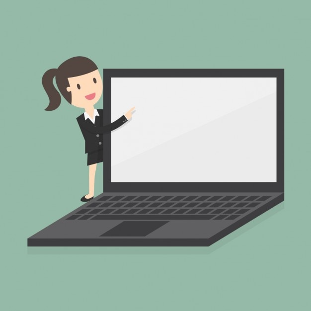 Businesswoman Character Emerging from Laptop Screen Illustration ...