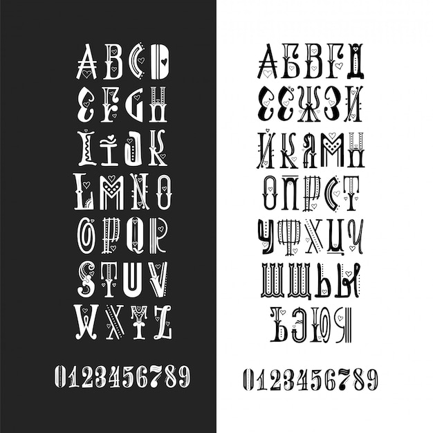 Intricate Vintage-Inspired Lettering and Numeral Typography on Black ...