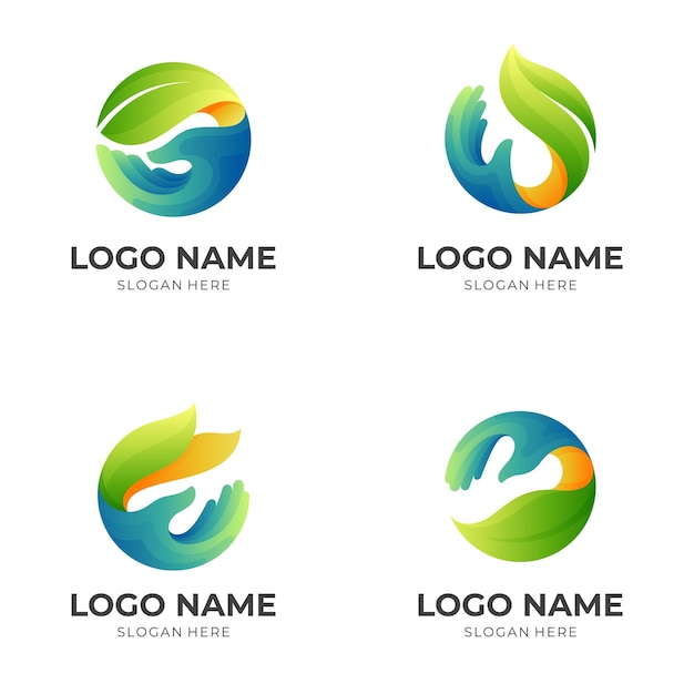 Vibrant Nature-Inspired Logo Collection with Leaf Motifs | Jiffy Designs