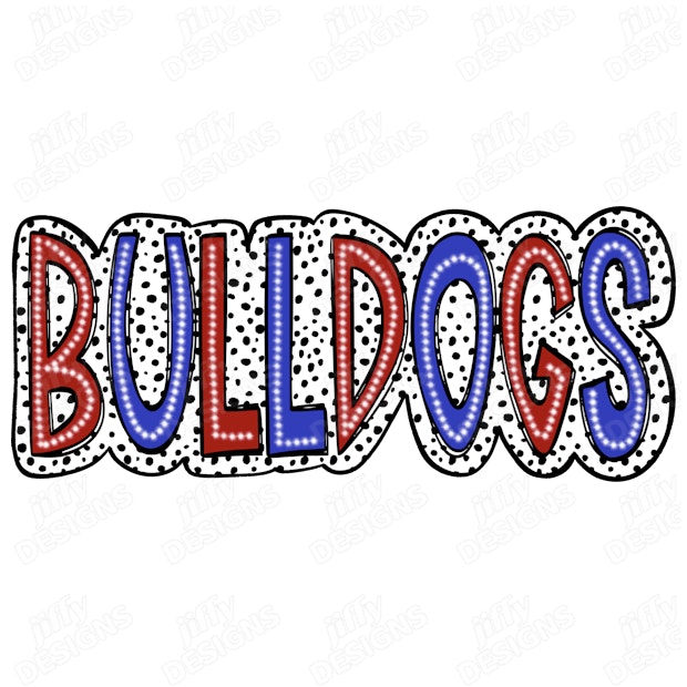 'Bulldogs' Patriotic Lettering with Dotted Texture and Bold Outlines ...