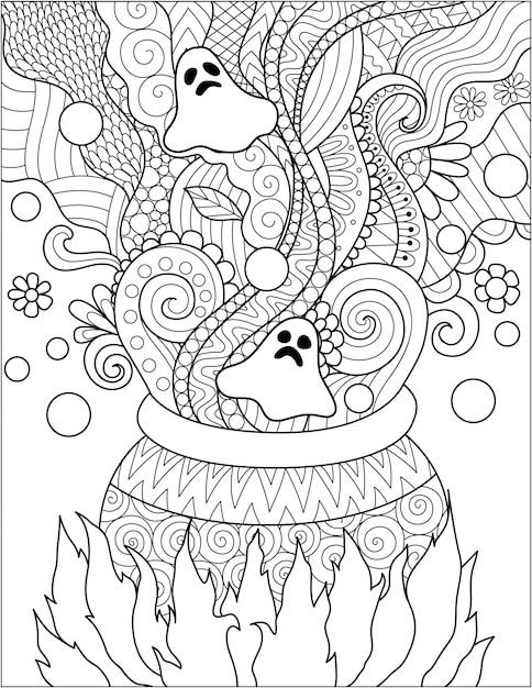 Intricate Floral Doodle Art with Abstract Ghostly Figures | Jiffy Designs