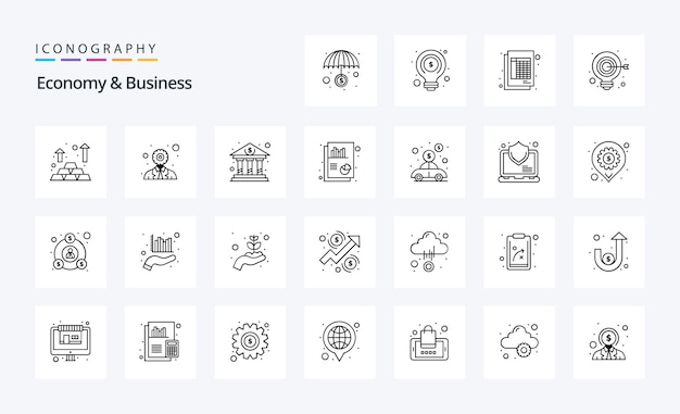 Diverse Business and Financial Icons in Minimalist Line Art | Jiffy Designs