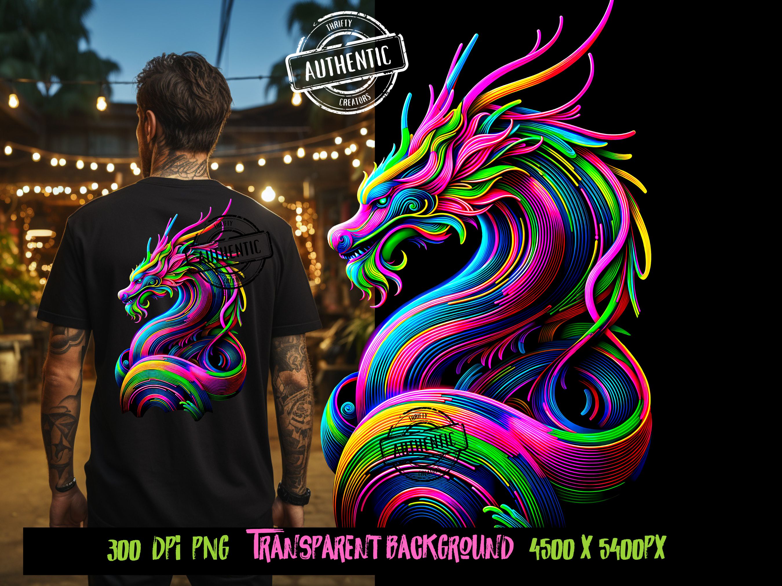 Prismatic Dragon Rendered in Vibrant Swirling Ribbons of Color | Jiffy ...