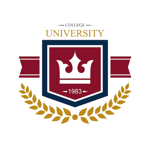 Vintage College University Logo with Laurel Wreath and Heraldry | Jiffy ...