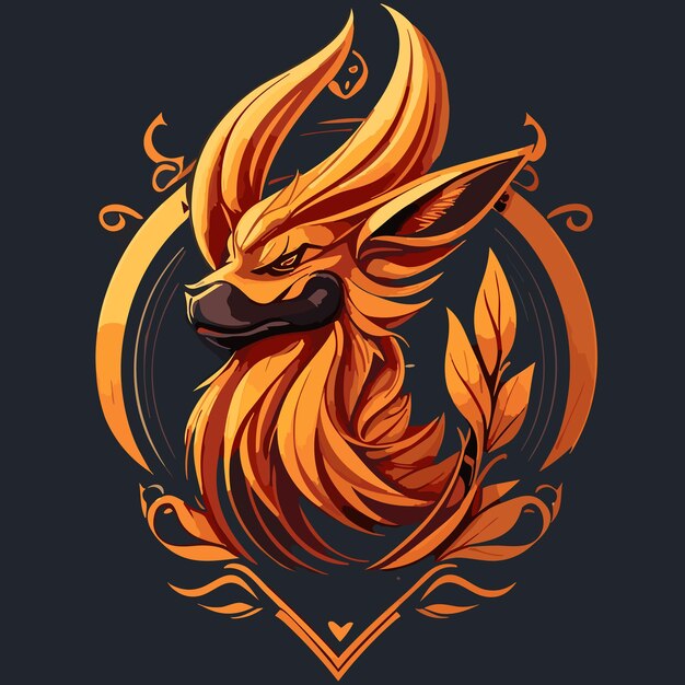 Majestic Fiery Fox Emblem with Ornate Accents | Jiffy Designs