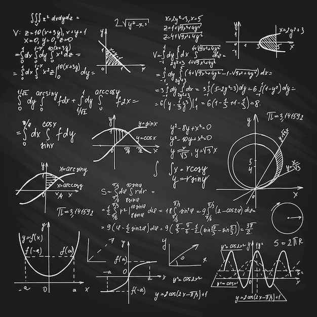 Comprehensive Mathematical Equations and Diagrams on Chalkboard | Jiffy ...