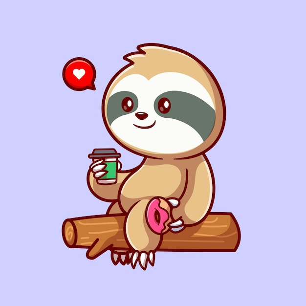 Adorable Sloth Sipping Coffee on a Log | Jiffy Designs