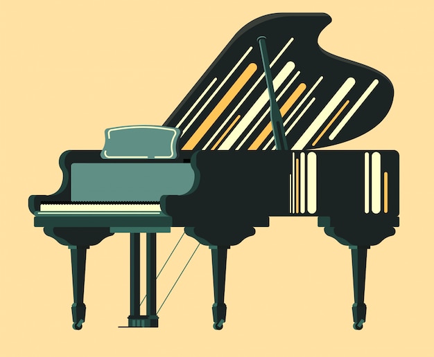Stylized Grand Piano with Vibrant Geometric Patterns | Jiffy Designs