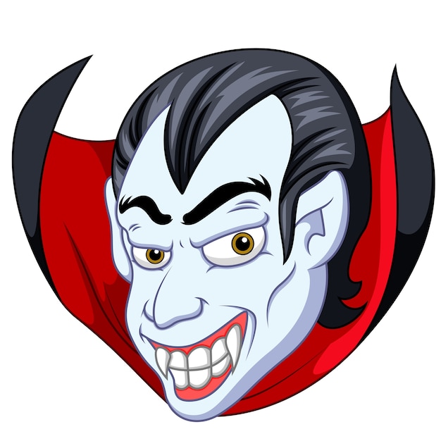 Grinning Vampire with Fangs and Red Cape Illustration | Jiffy Designs